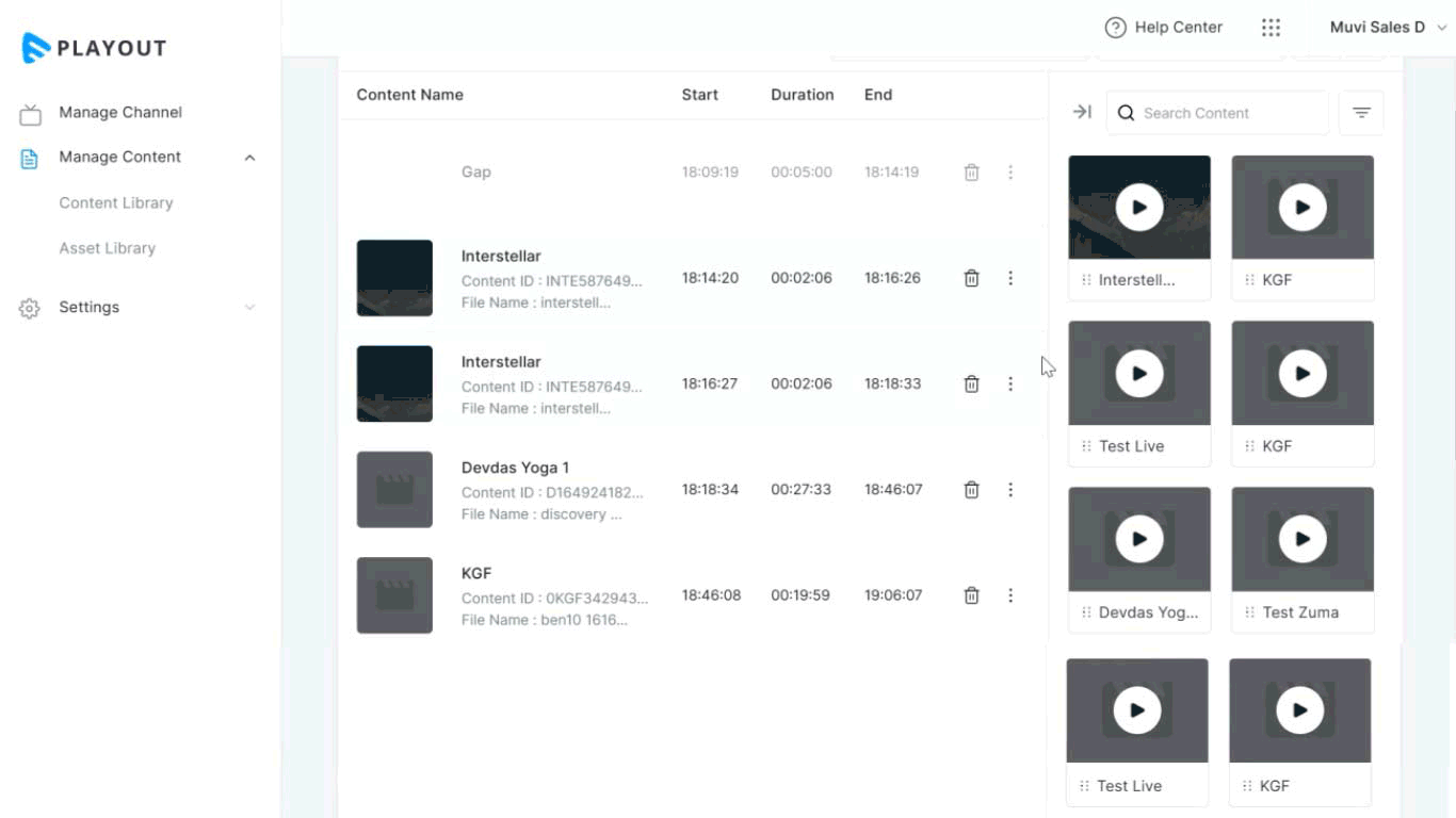 Drag & Drop Scheduler - Muvi Playout Drag & Drop Scheduler - Muvi Playout